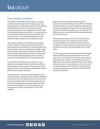 Sales White Paper: Evaluating Sales Training Programs | PDF