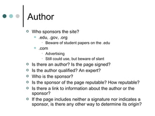 Evaluating Sources | PPT