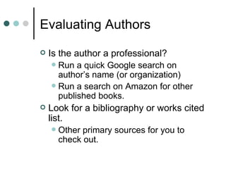 Evaluating Sources | PPT