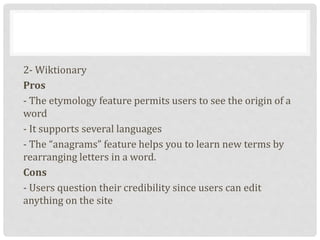 Evaluating A Dictionary | PPT