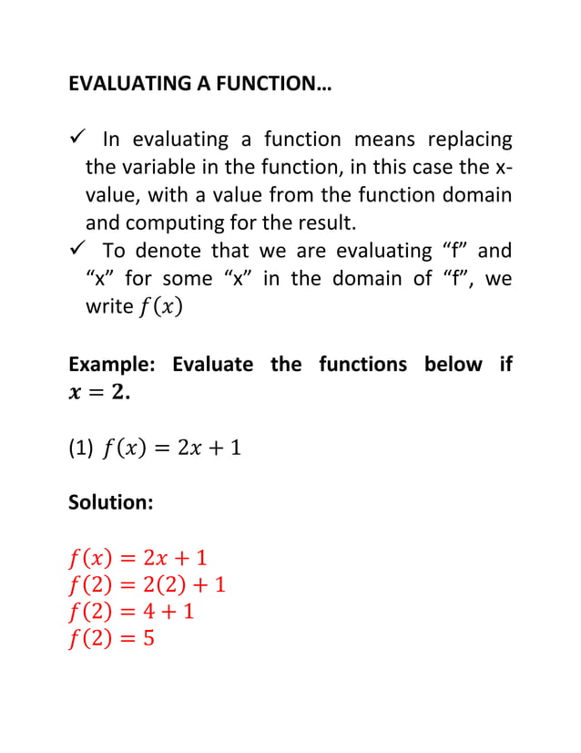 Evaluating a Function | PDF