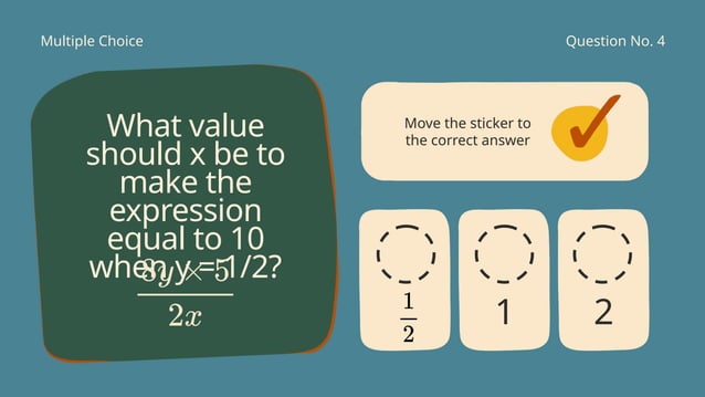 Evaluating Algebraic Expressions Math quiz Grade 6.pptx