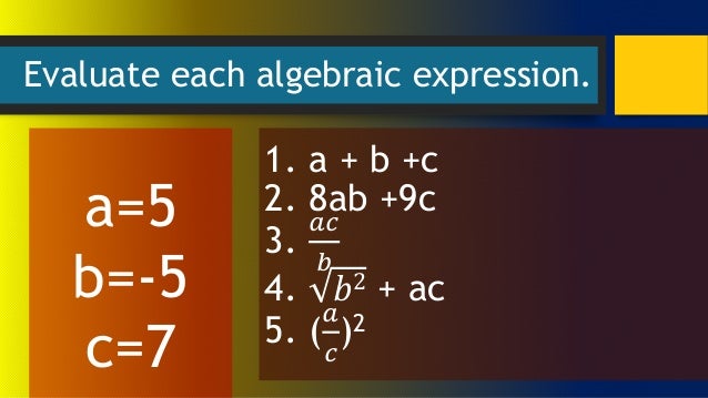 Evaluating an Algebraic Expression