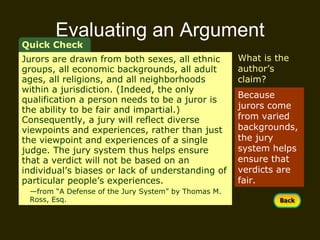 Evaluating an argument | PPT