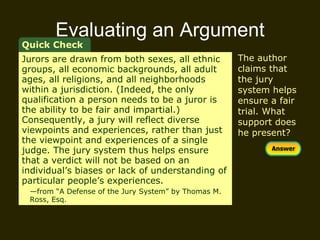 Evaluating an argument | PPT
