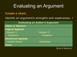 Evaluating an argument | PPT