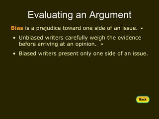 Evaluating an argument | PPT