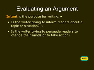 Evaluating an argument | PPT