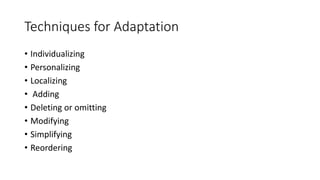 Evaluating and Adapting Instructional Materials - ELT | PPTX