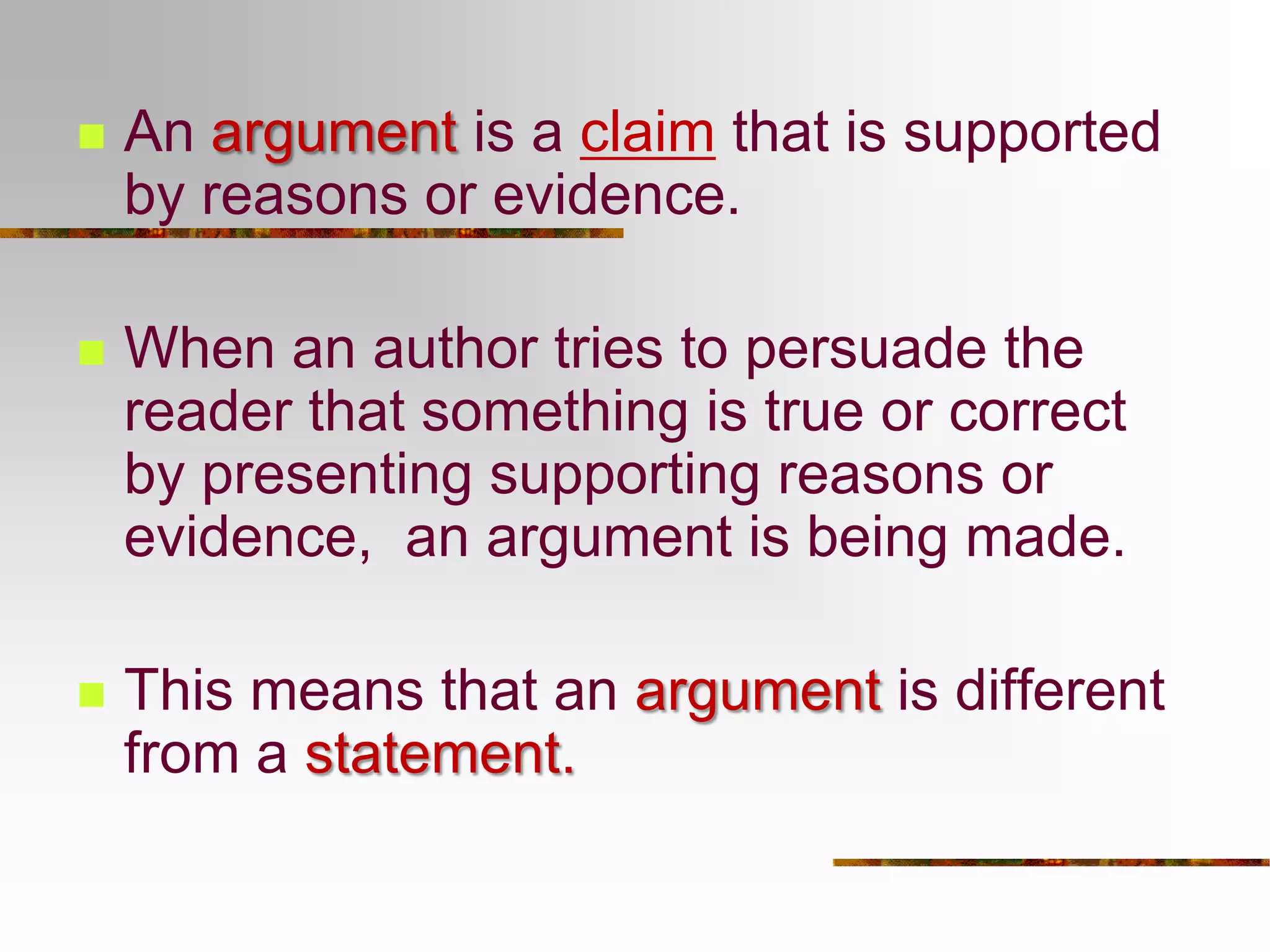 Evaluating arguments lesson2 | PPTX