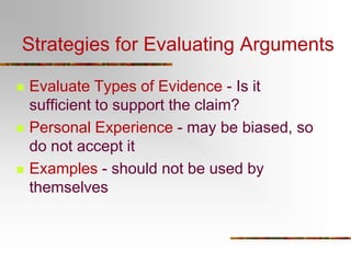 Evaluating arguments lesson2 | PPTX