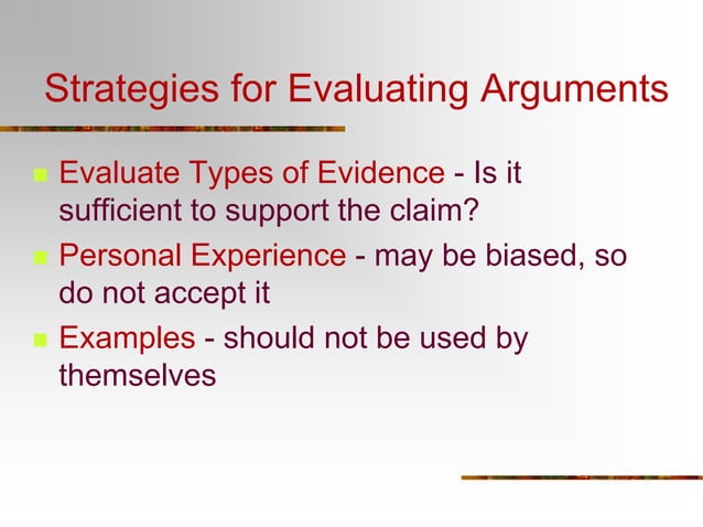 Evaluating arguments lesson2 | PPT