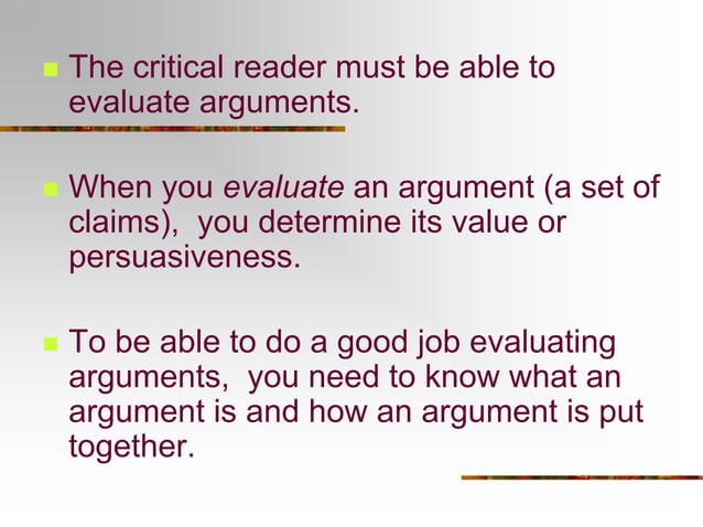 Evaluating arguments lesson2 | PPTX