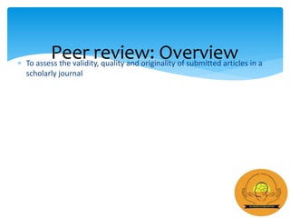 Evaluating articles as a reviewer | PPTX