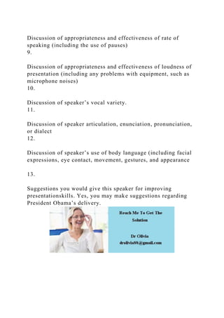 Evaluating a Speech PresentationAssignment Use President Obam.docx