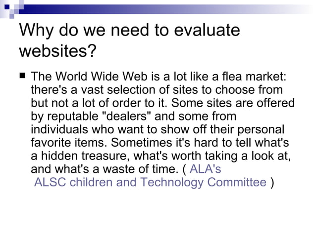 Evaluating a website | PPT