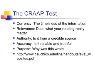 Evaluating a website | PPT