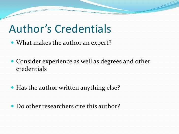 What Is Author's Credentials