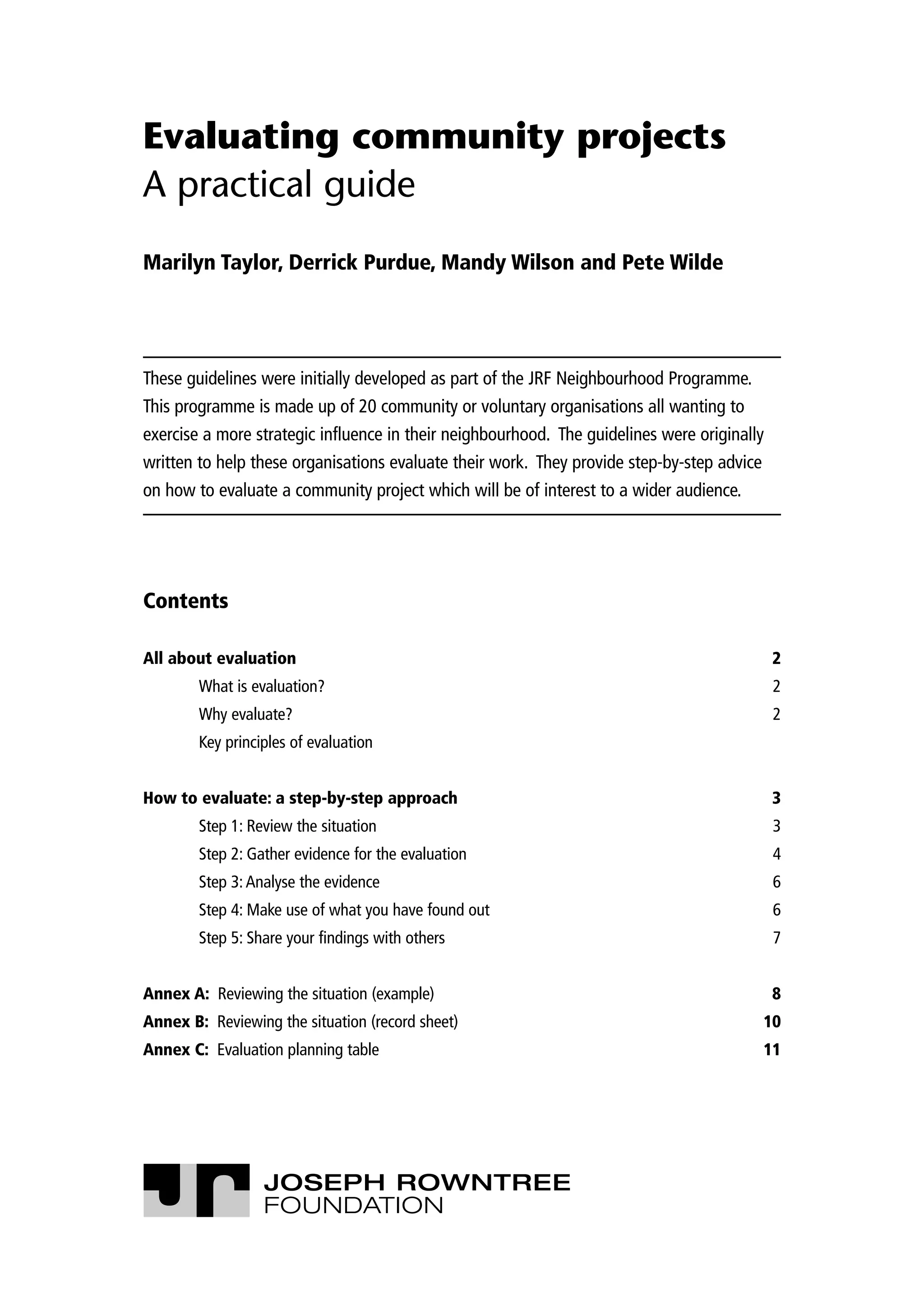 Evaluating community projects | PDF