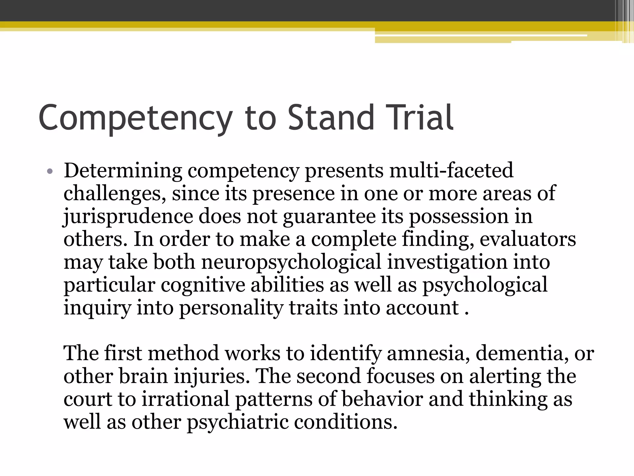 Evaluating Competency to Stand Trial | PPTX