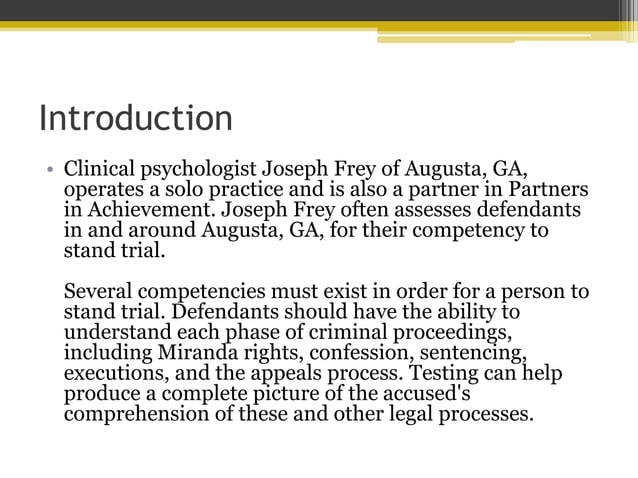 Evaluating Competency to Stand Trial | PPTX