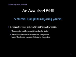 Evaluating Creative Work | PDF