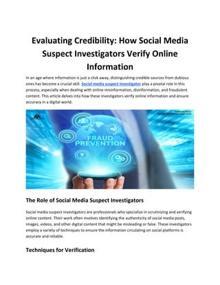 Evaluating Credibility: How Social Media Suspect Investigators Verify ...