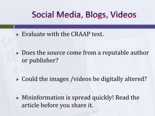 Evaluating digital resources may 2017 | PPT