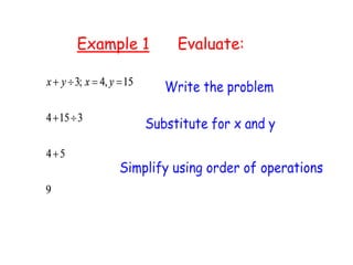 Evaluating expressions | PPTX
