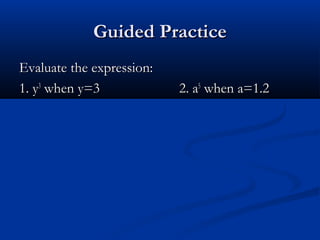 Evaluating expressions notes | PPT
