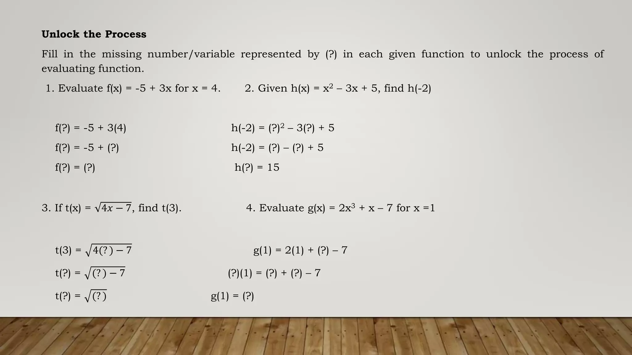 Evaluating Functions | PPTX