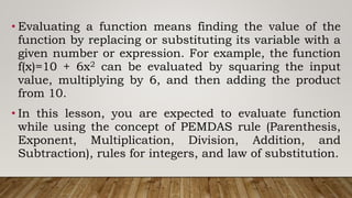 Evaluating Functions | PPTX