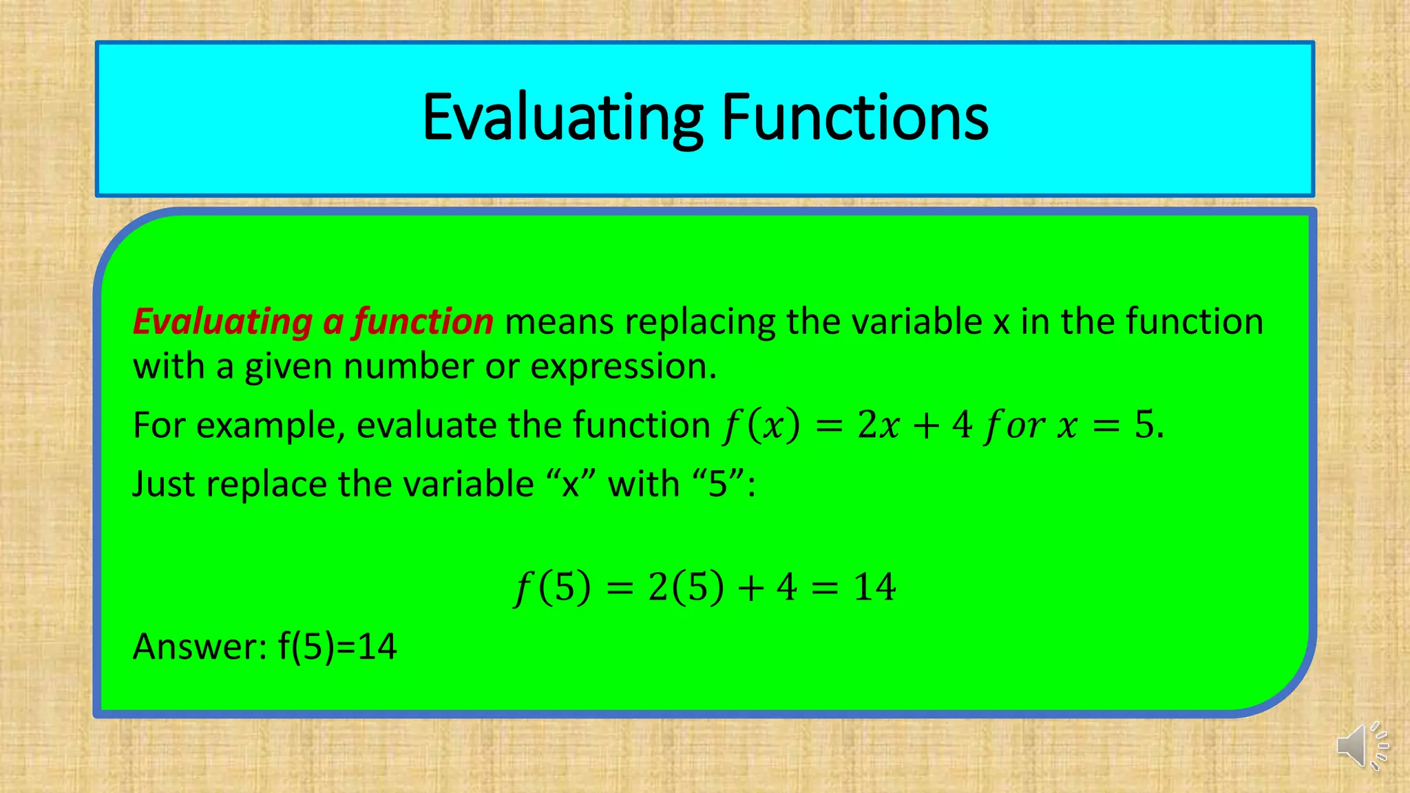 Evaluating functions | PPTX