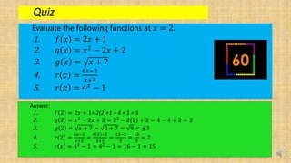 Evaluating functions | PPTX