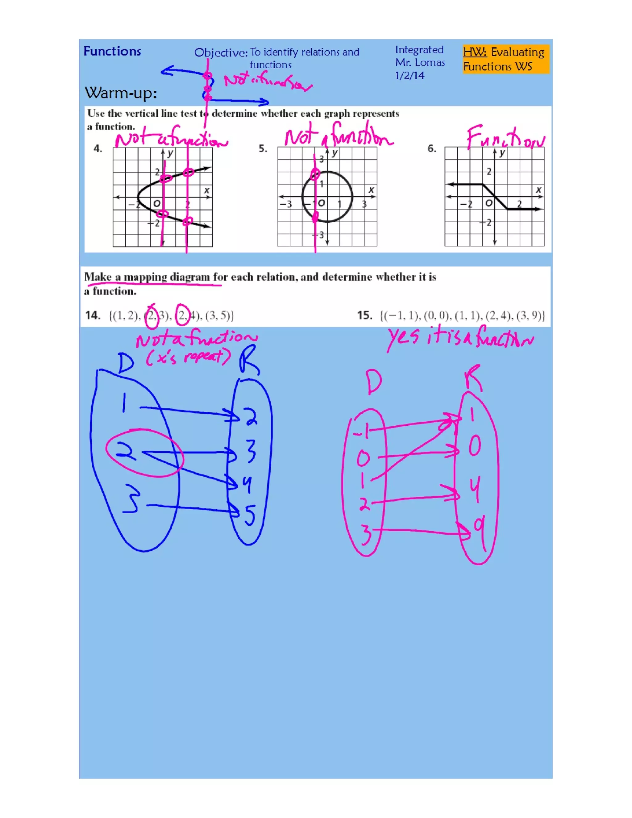 Evaluating functions and notation | PDF