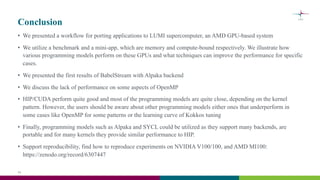 Evaluating GPU programming Models for the LUMI Supercomputer | PDF