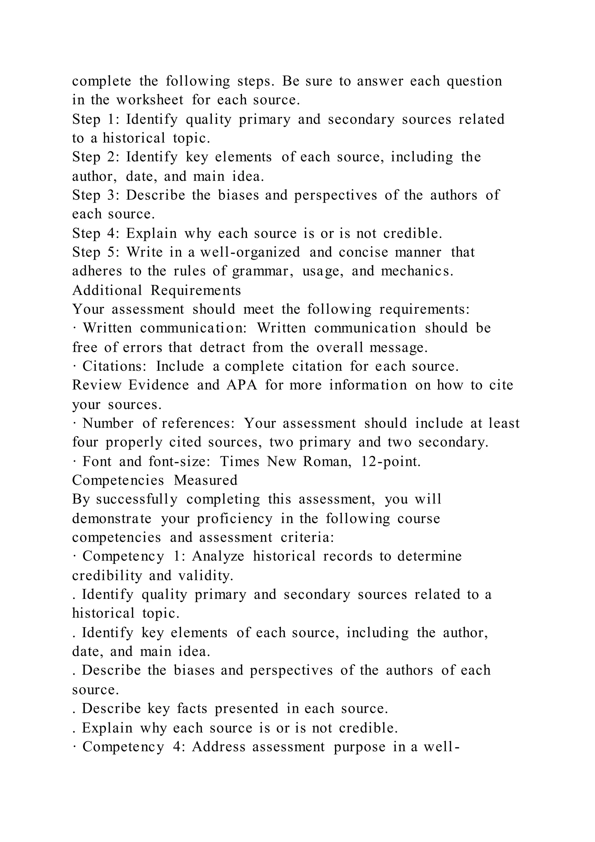 Evaluating Historical Sources WorksheetUse the four sources (two | DOCX