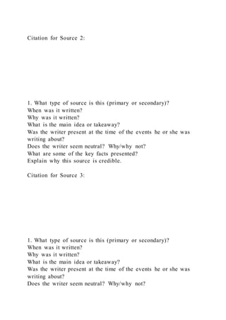 Evaluating Historical Sources WorksheetUse the four sources (two | DOCX