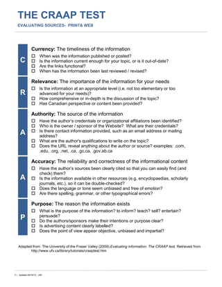 Evaluating sources | DOCX | Technology & Computing