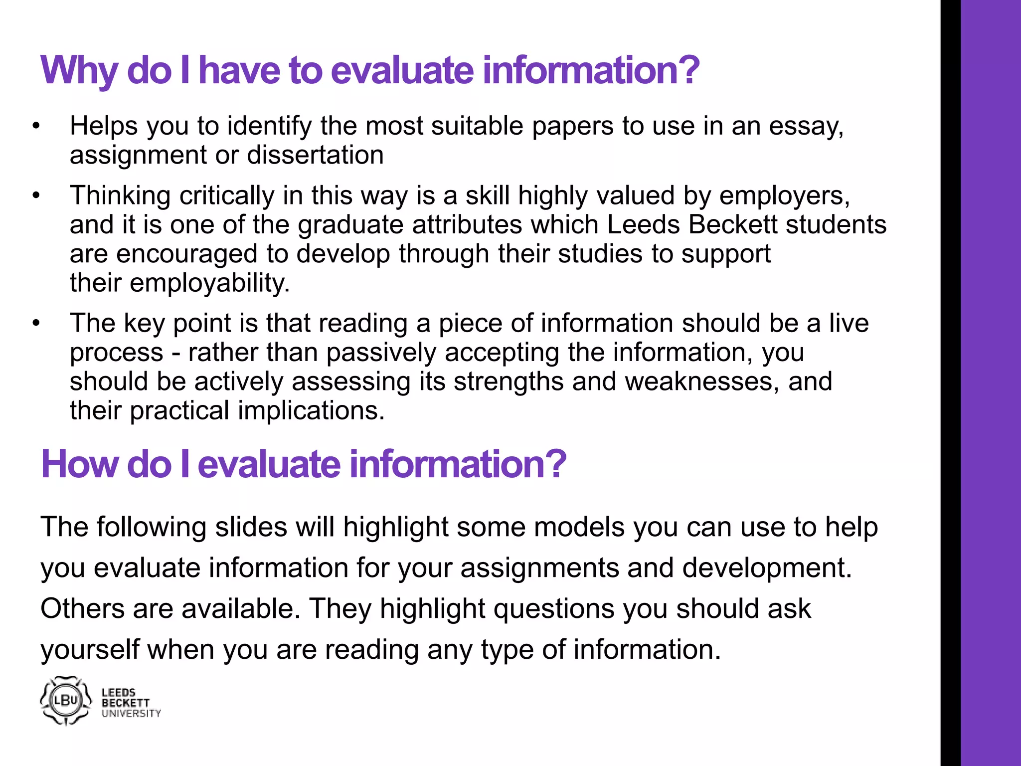 Evaluating information | PPTX