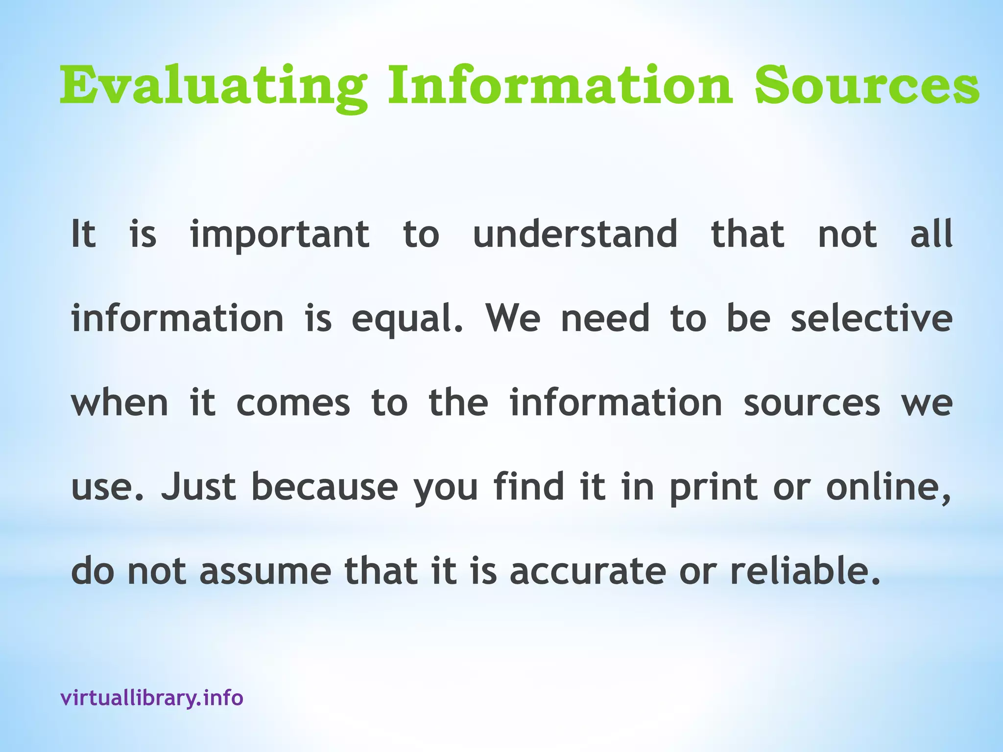 Evaluating Information Sources Pptx
