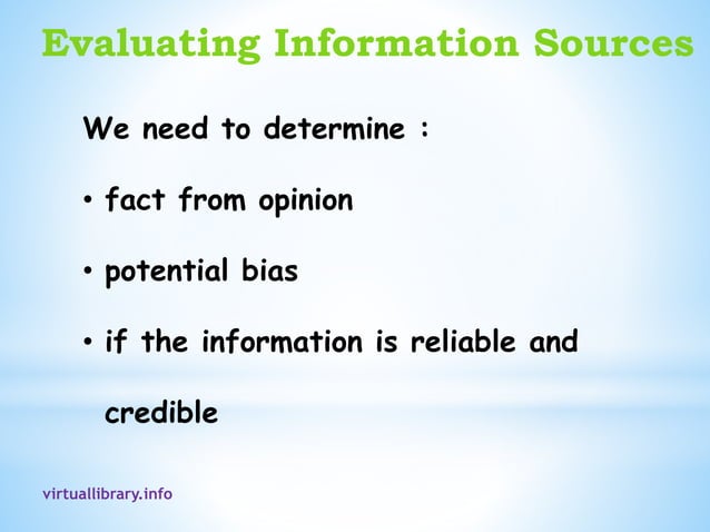 Evaluating Information Sources | PPTX