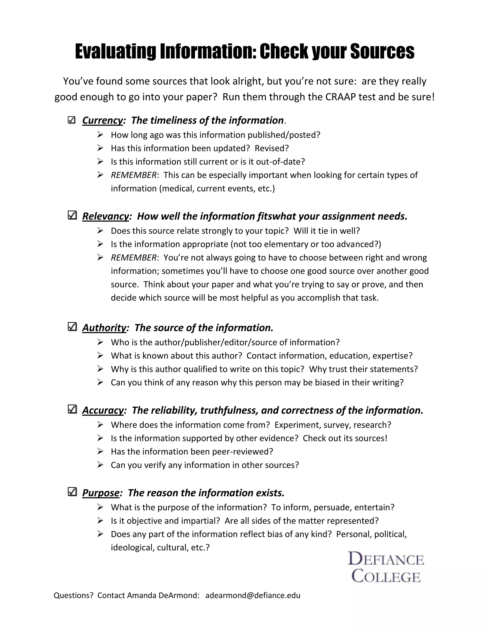 Evaluating Information handout | DOCX