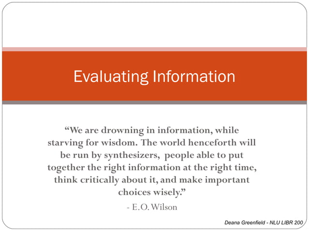 Evaluating information (lecture) | PPT
