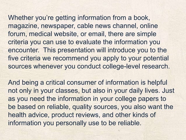 Evaluating Information Sources | PPTX