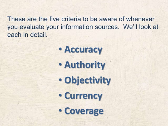 Evaluating Information Sources | PPTX