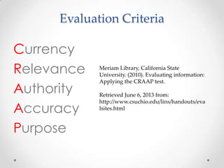 Evaluating Information Sources | PPTX