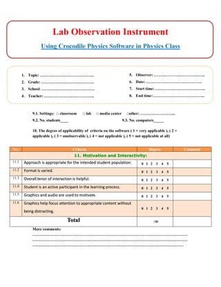 Evaluating instrument (observation) | PDF
