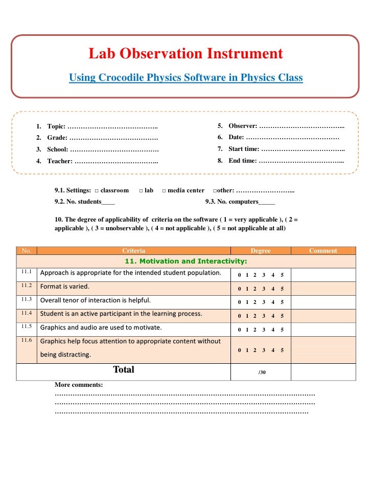 Evaluating instrument (observation)