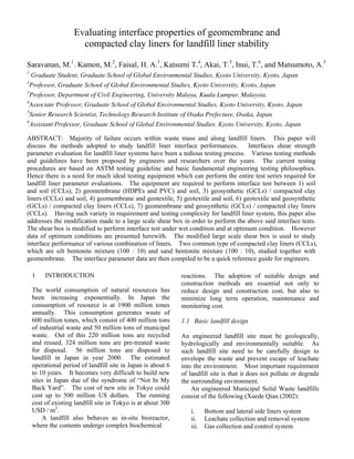 Evaluating Interface Properties of Geomembrane and Compacted Clay ...